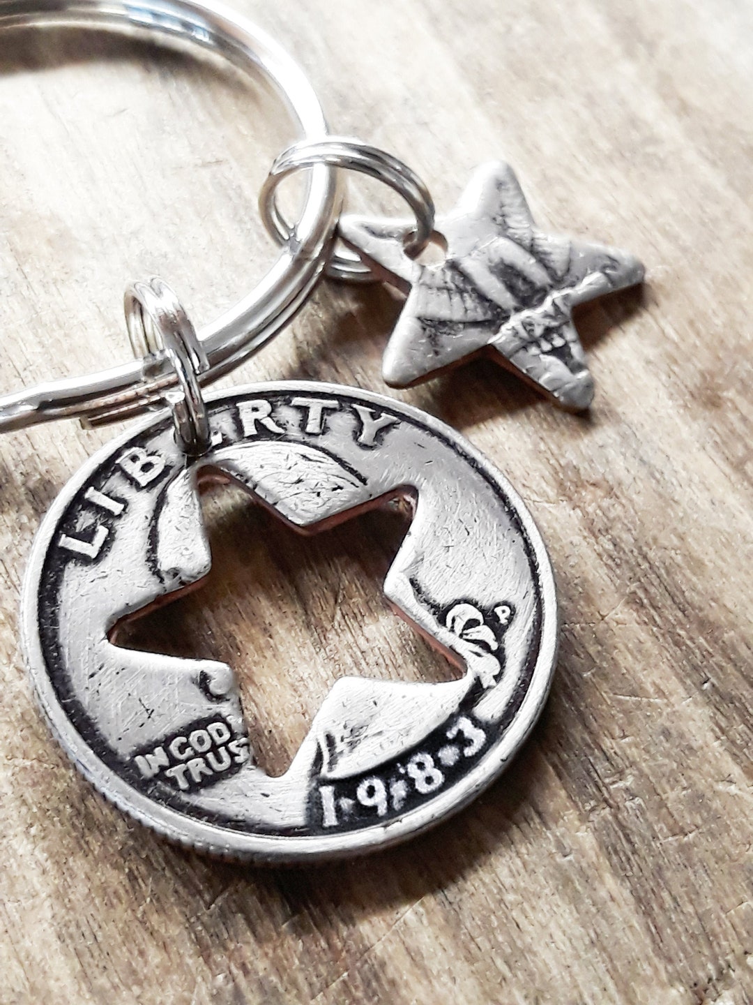 42nd Birthday 1983 Quarter Star Keychain 42nd Birthday Gift 42nd ...