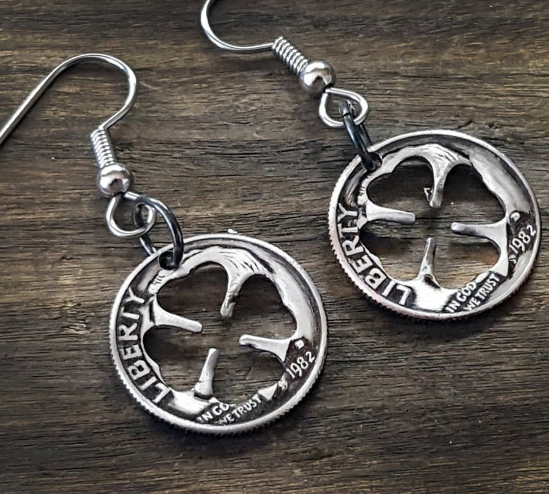1982 43rd Birthday Dime Four Leaf Clover Earrings 43rd Anniversary St ...