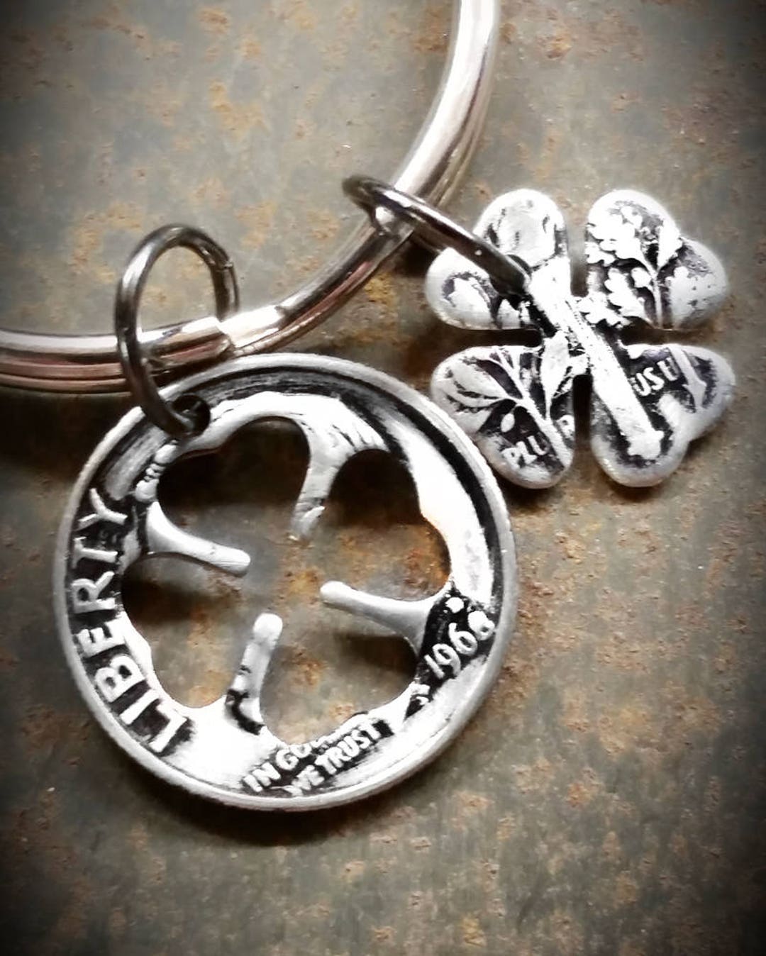 1968 57th Birthday Lucky Dime Four Leaf Clover Keychain 57th ...
