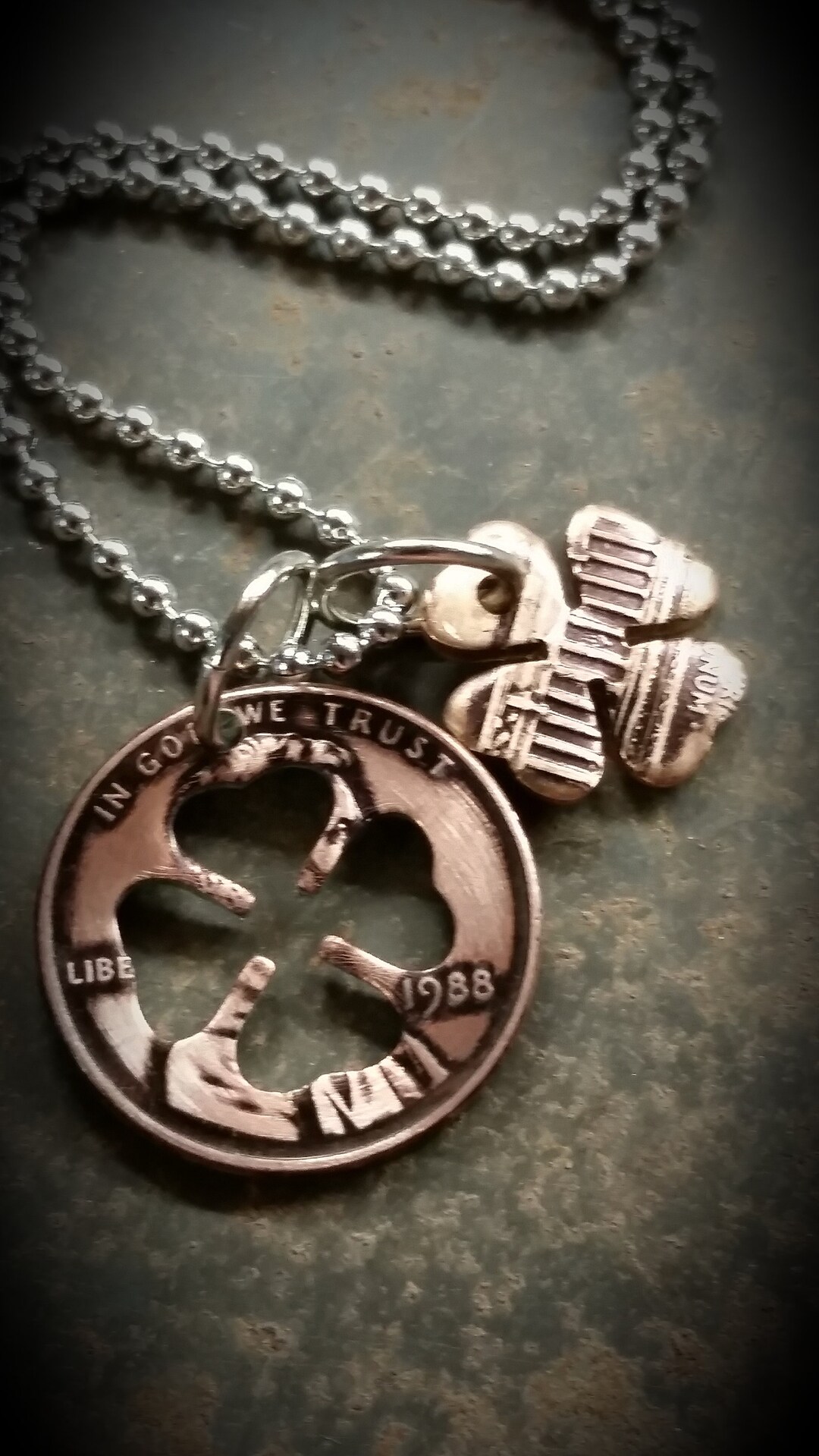 St. Patrick's Day Custom Gift Lucky Penny Four Leaf Clover Necklace ...