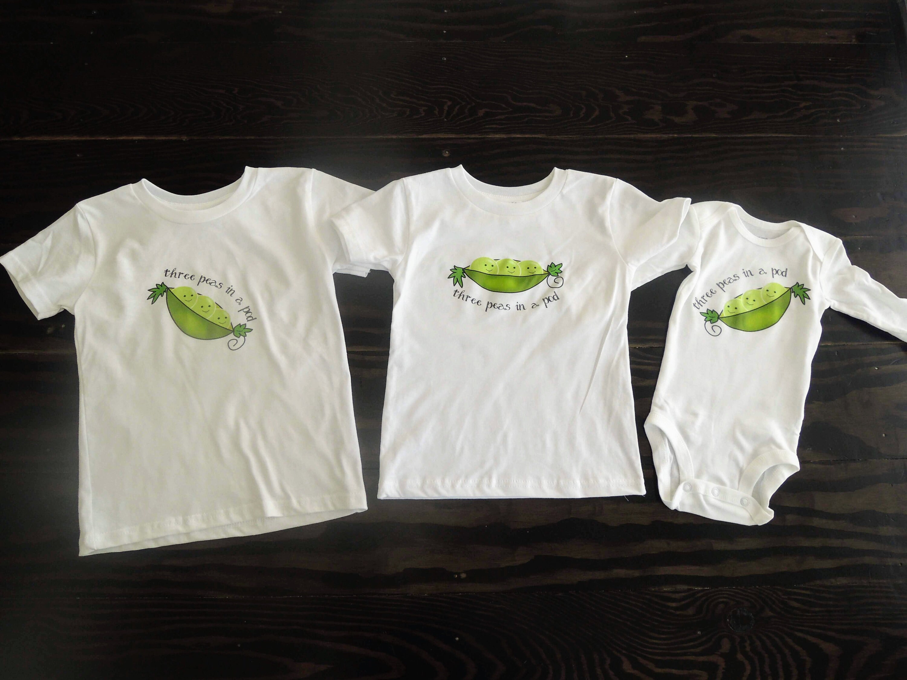 Three Peas in a Pod Triplet Clothing Baby Bodysuits Set of 3 Great ...
