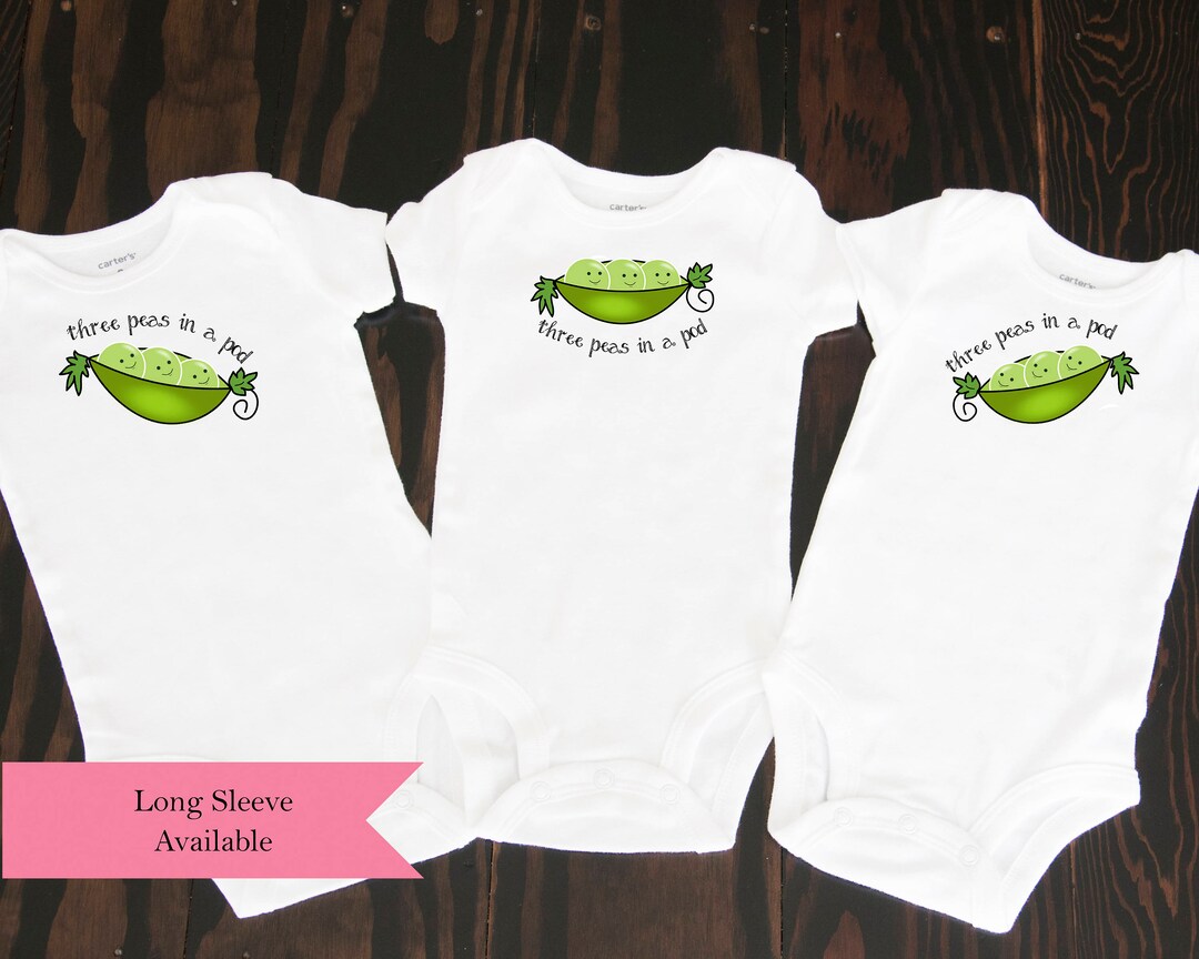 Three Peas in a Pod Triplet Clothing Baby Bodysuits Set of 3 Great ...