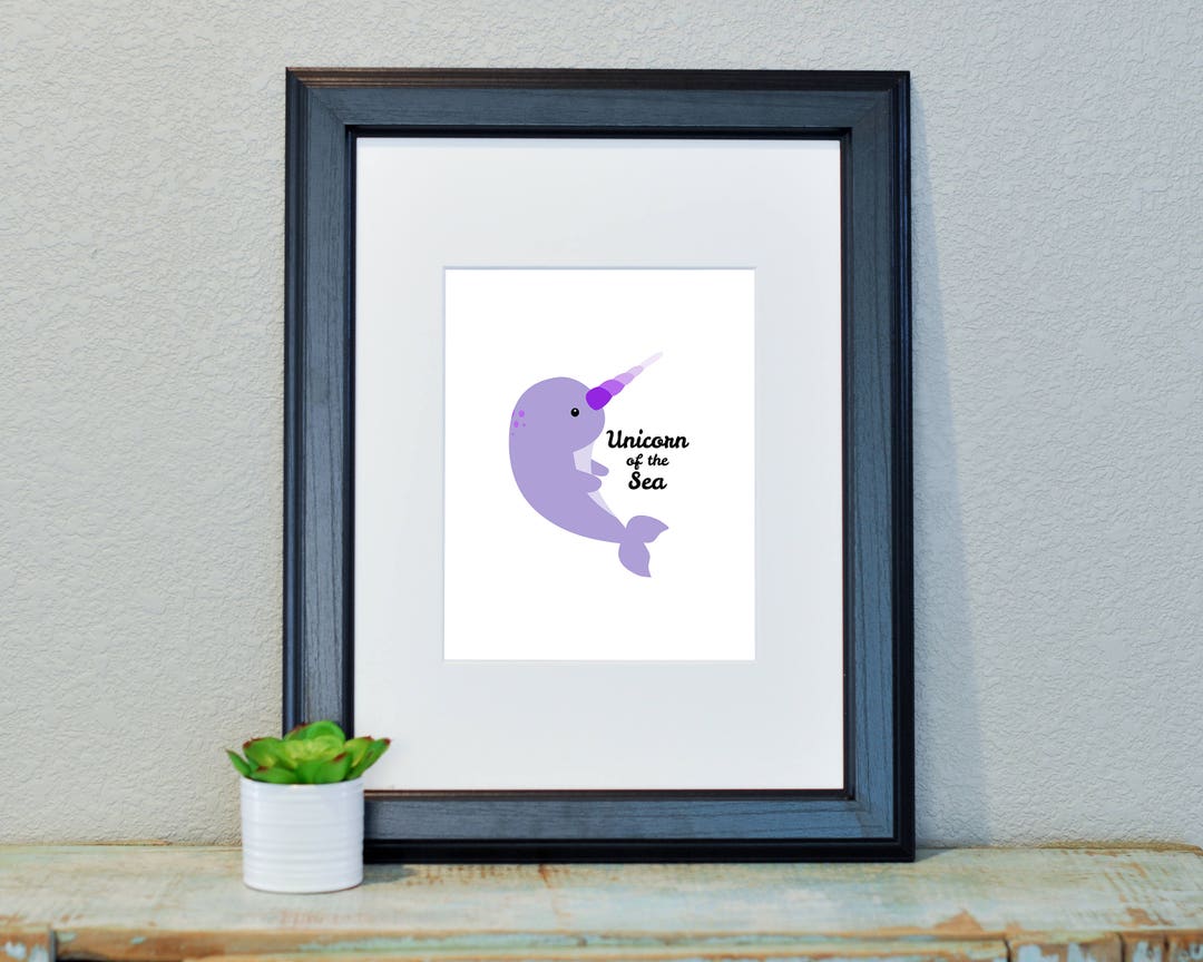 Unicorn of the Sea Narwhal Print Digital Download Purple Whimsical and ...