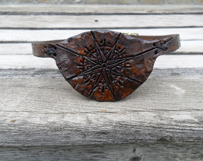 Custom Handmade Distressed Leather Eye Patch, Tooled Compass Rose ...