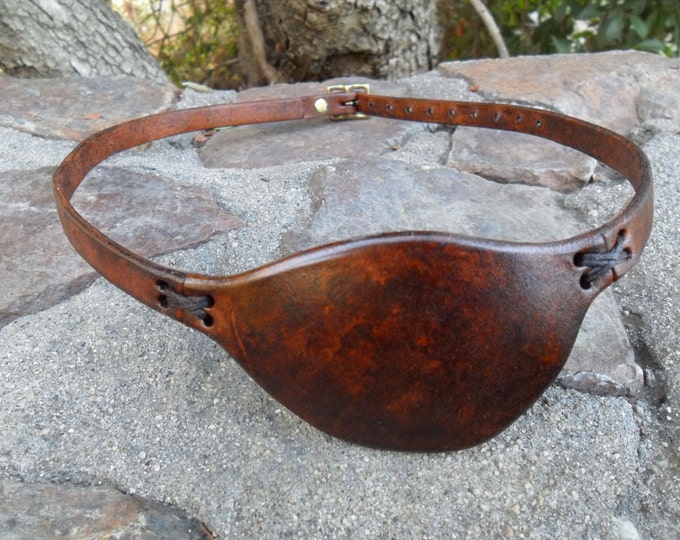 Custom Handmade Leather Eye Patch, Aged Brown Pirate Eyepatch --LEFT ...