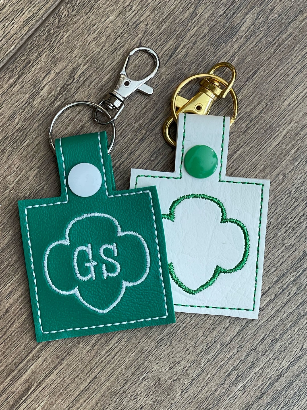 Embroidered Trefoil Key Fob: Girl Scout Keychain, Personalized Initial ...