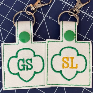 Embroidered Trefoil Key Fob: Girl Scout Keychain, Personalized Initial ...