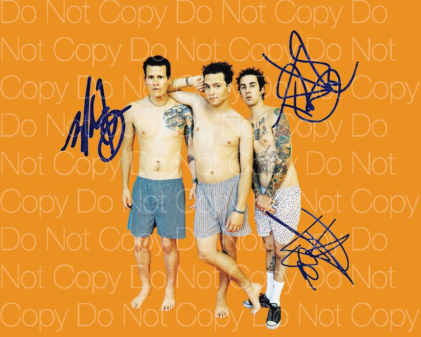 Blink 182 signed Tom Delonge Mark Hoppus Travis Barker 8X10 | Etsy