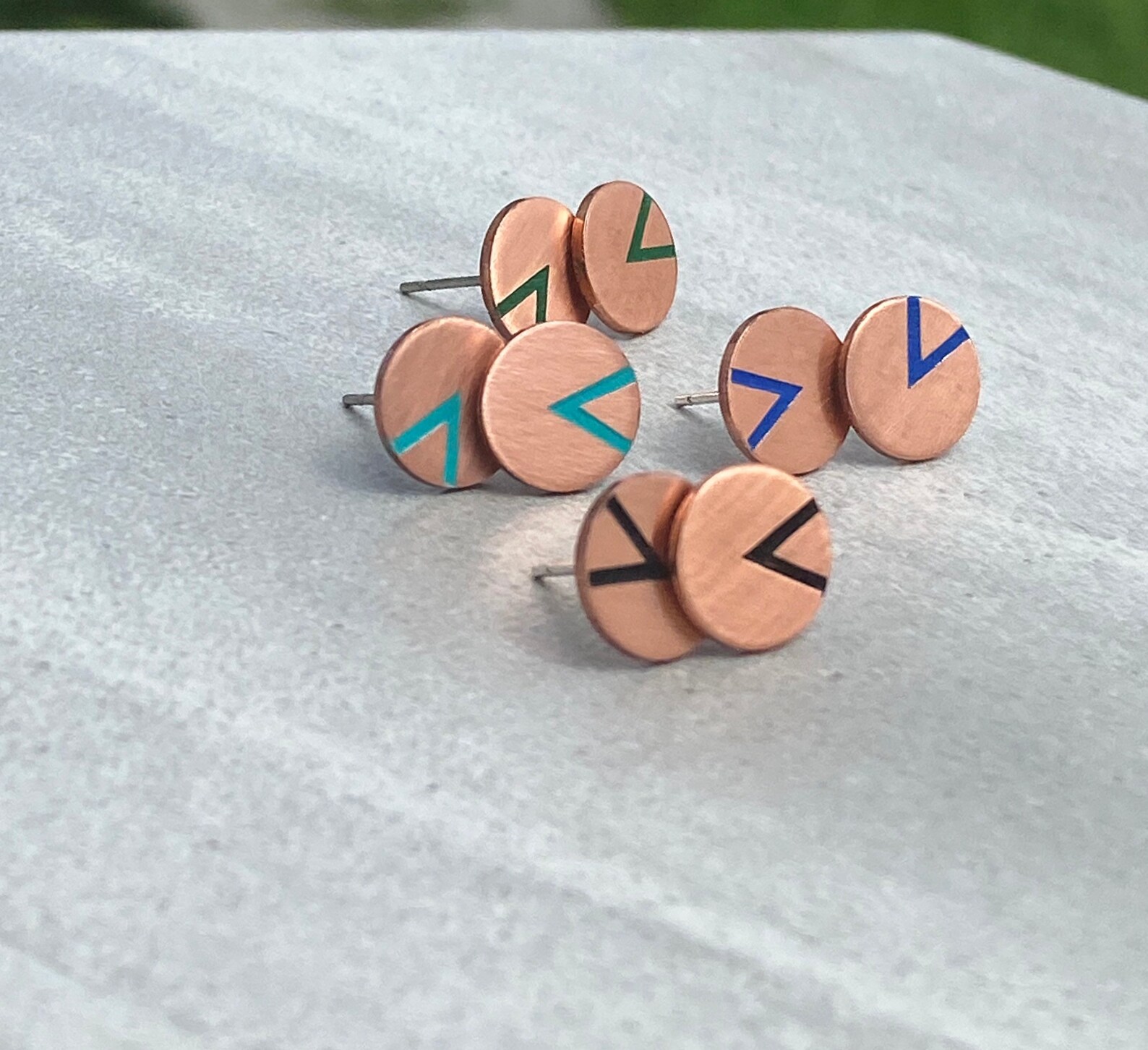 Copper Stud Earrings. Handmade Etched Circle Stud Earrings for - Etsy