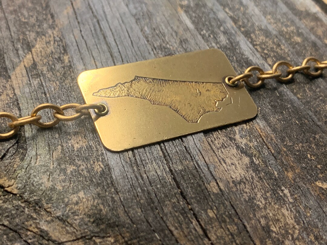 North Carolina Bracelet. Handmade Etched State Charm Bracelet. Ready to ...