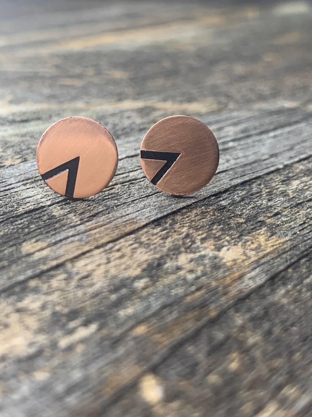Copper Stud Earrings. Handmade Etched Circle Stud Earrings for ...