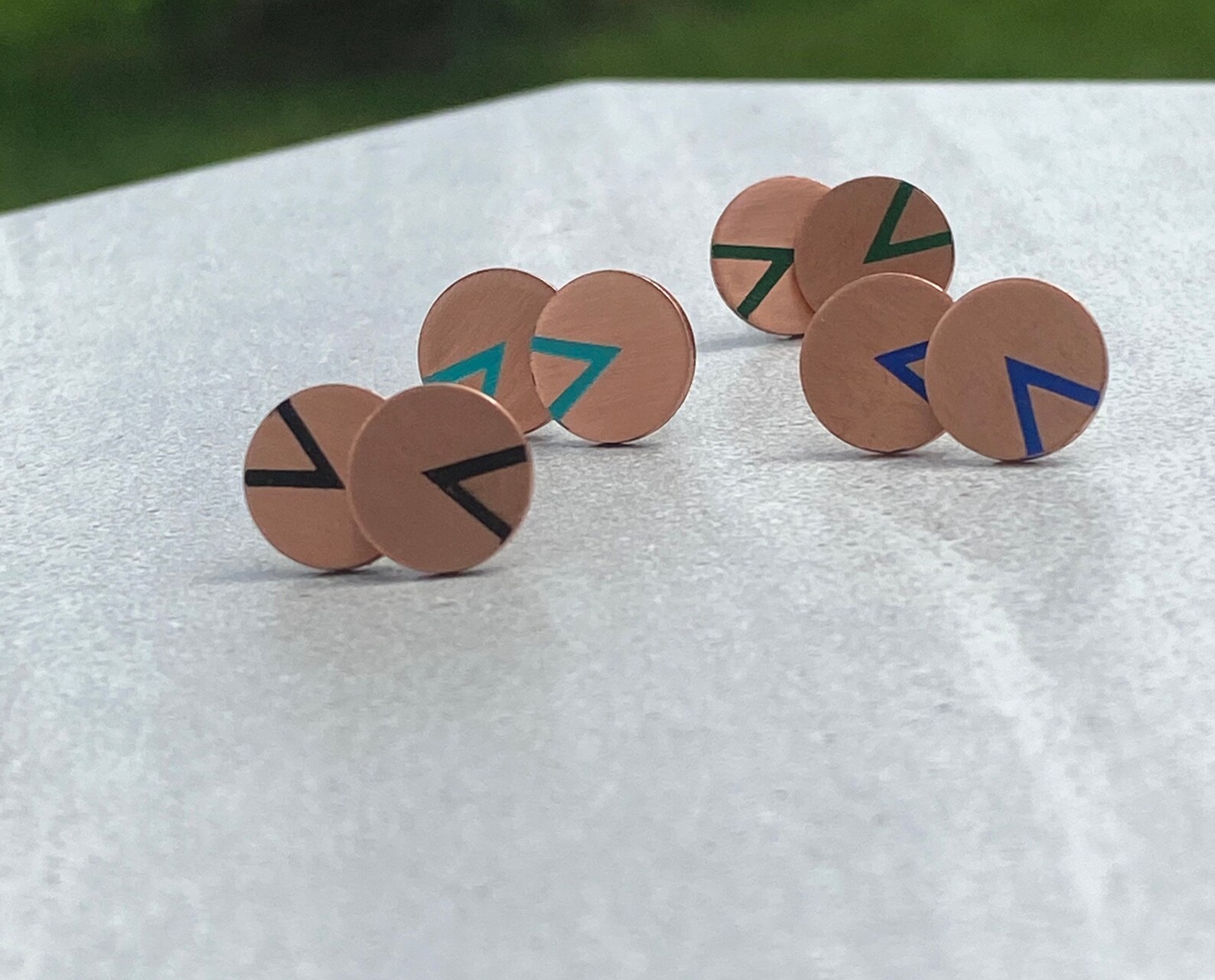 Copper Stud Earrings. Handmade Etched Circle Stud Earrings for - Etsy