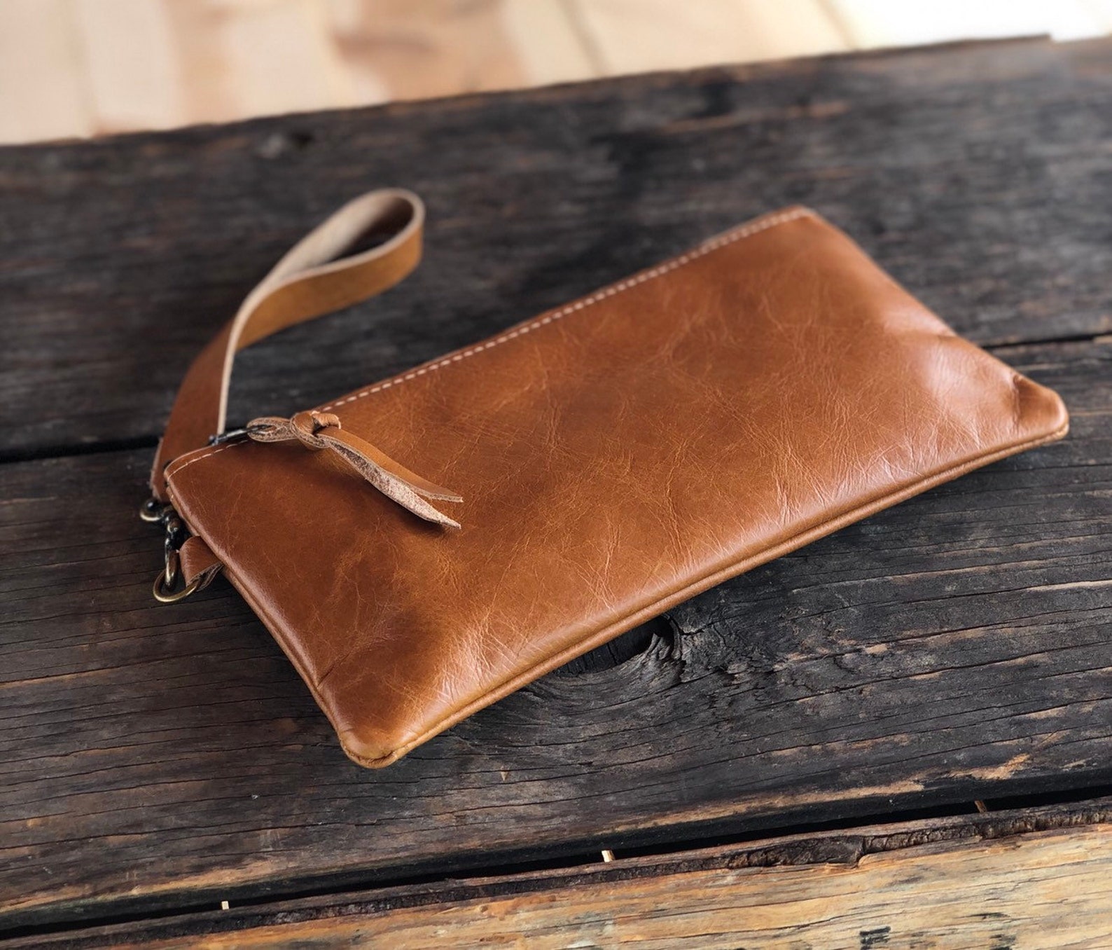 Leather Wristlet Wallet, iPhone Wristlet, Smartphone Wristlet, Leather ...