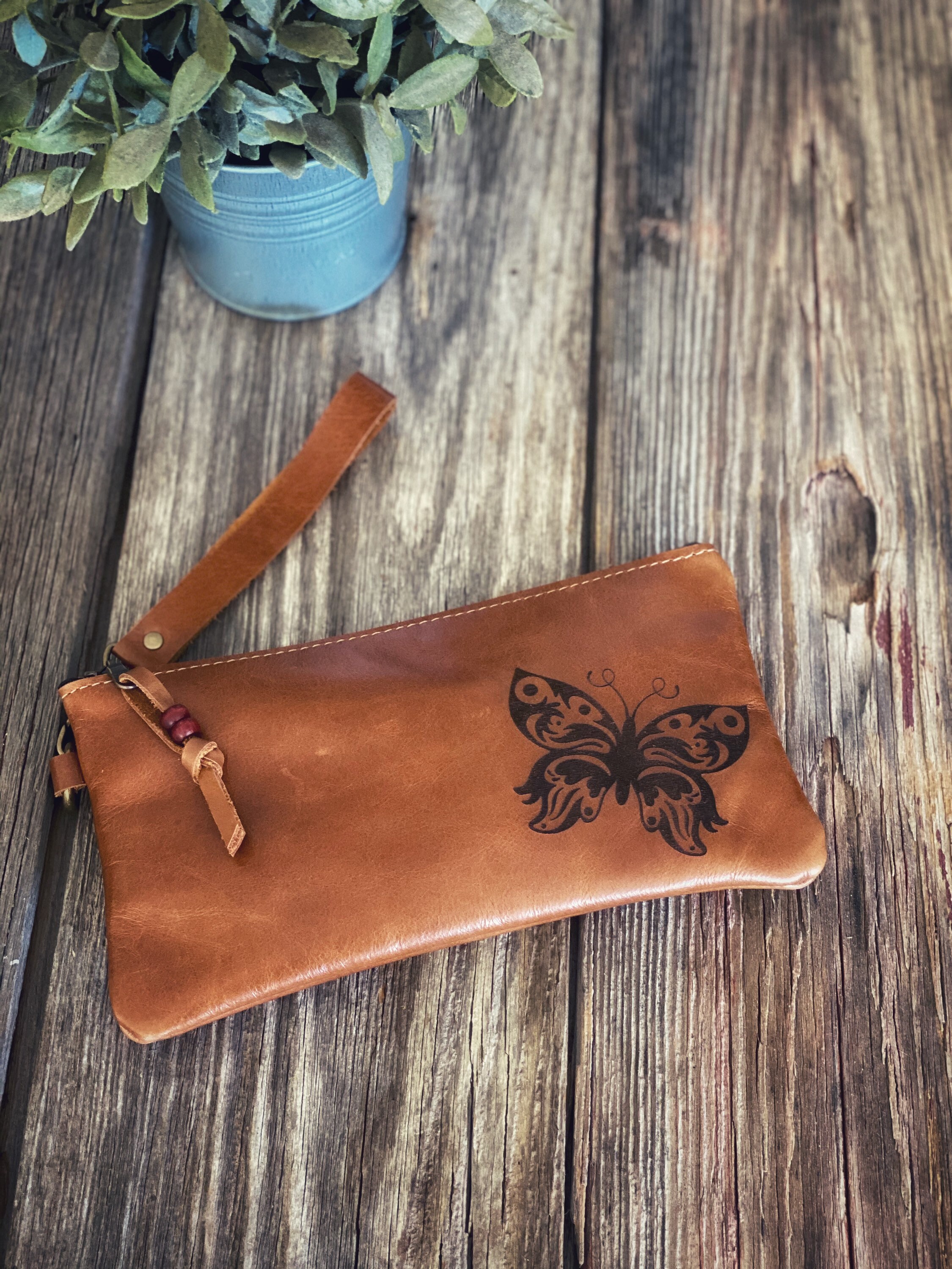 Boho Leather Wristlet Wallet Laser Etched Iphone Wristlet | Etsy