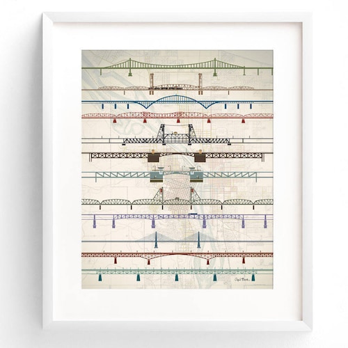 Portland Bridges / Illustrated Print / Portland Oregon Poster | Etsy