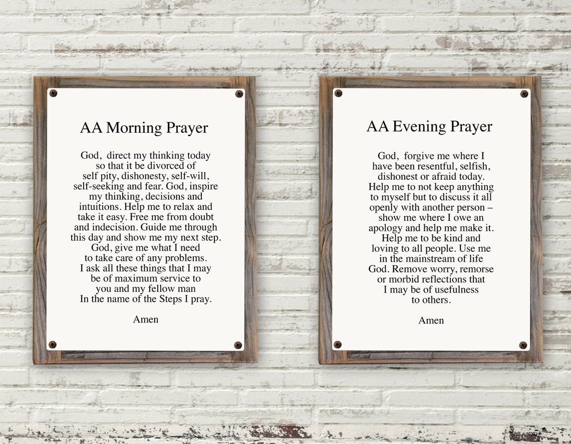 AA Morning & Evening Prayers on Metal Print on Reclaimed Wood - Etsy
