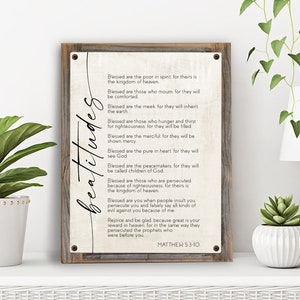 Beatitudes Metal Print on Reclaimed Wood Frame-matthew 5:3-10 ...