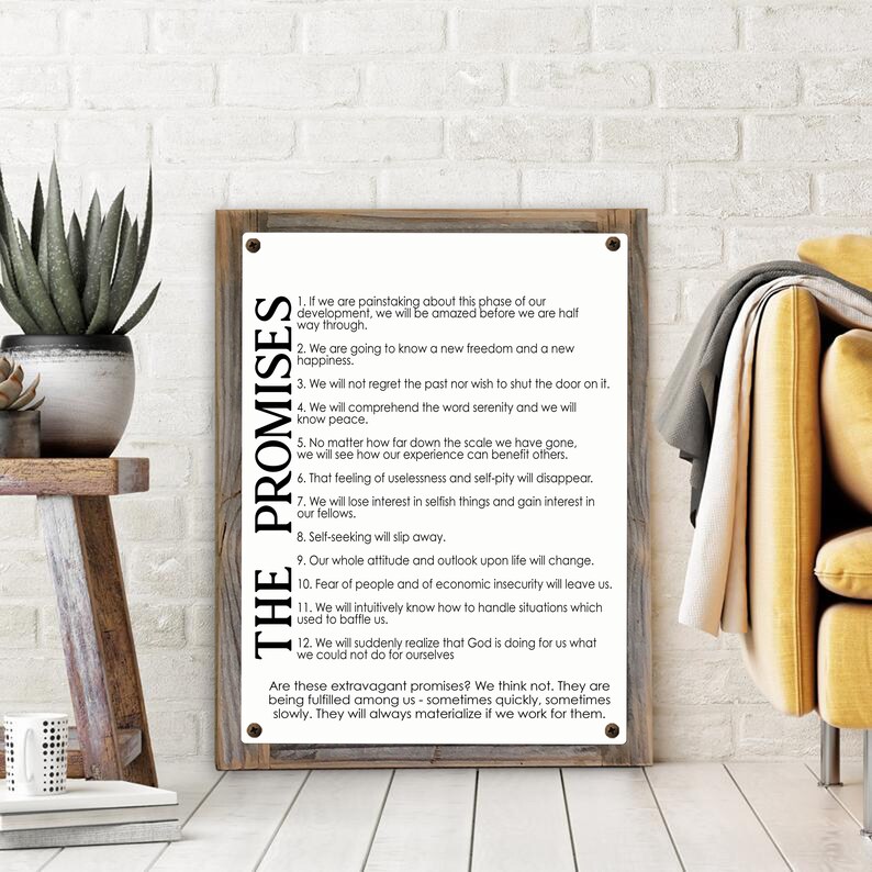 The AA Promises-metal Print on Reclaimed Wood Frame-addiction - Etsy