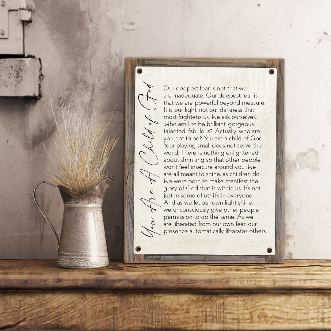 You Are A Child of God Poem on Metal Print on Reclaimed Wood Frame ...