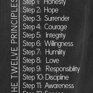 Recovery Sign-12 Principles of 12 Steps Metal Print on Reclaimed Wood ...