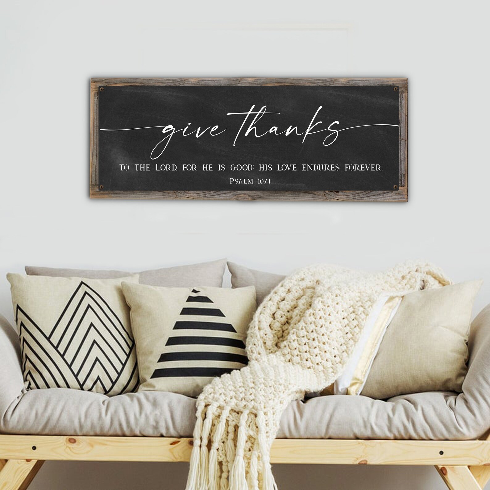 Give Thanks to the Lord Metal Print-reclaimed Wood Frame-psalm 107:1 ...