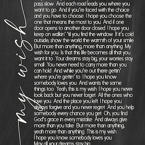 My Wish Lyrics by Rascal Flatts on Metal Print Reclaimed Wood Frame ...