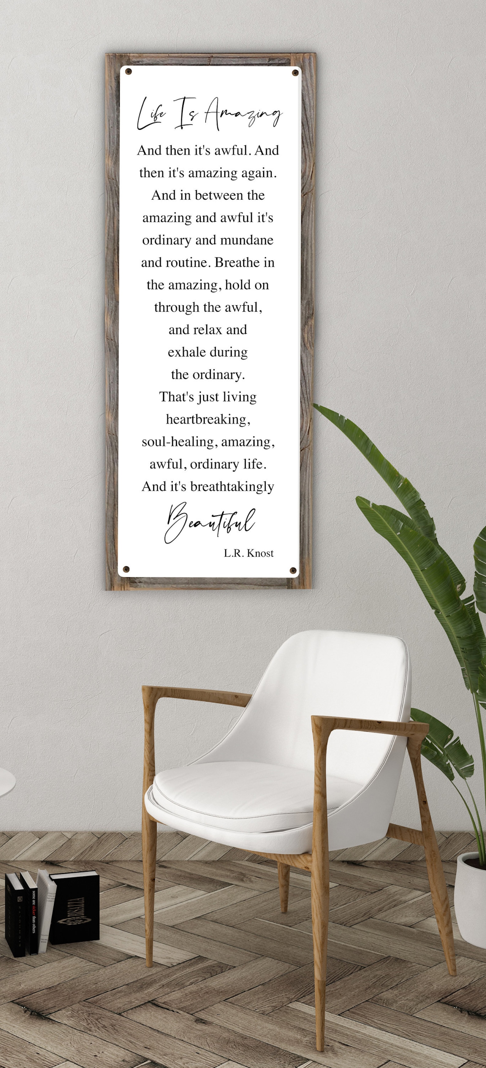 Life is Amazing Poem Metal Print on Reclaimed Wood Frame-l.r. Knost ...