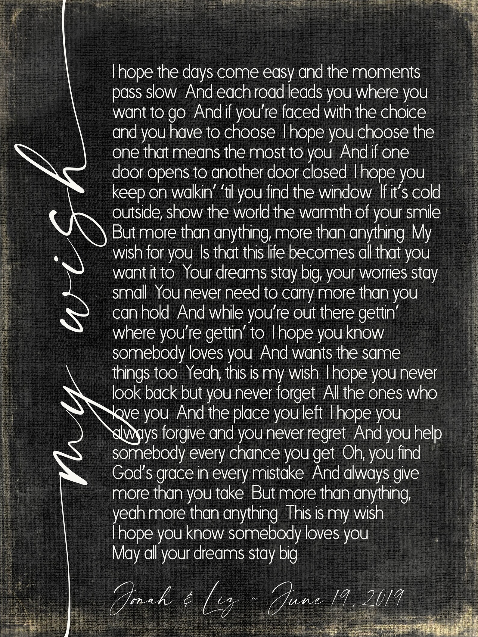 My Wish Song Lyrics Metal Print - Reclaimed Wood Frame - Etsy