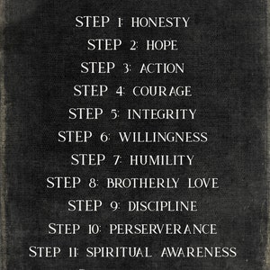 Recovery Sign-12 Principles of AA Metal Print on Reclaimed Wood Frame ...