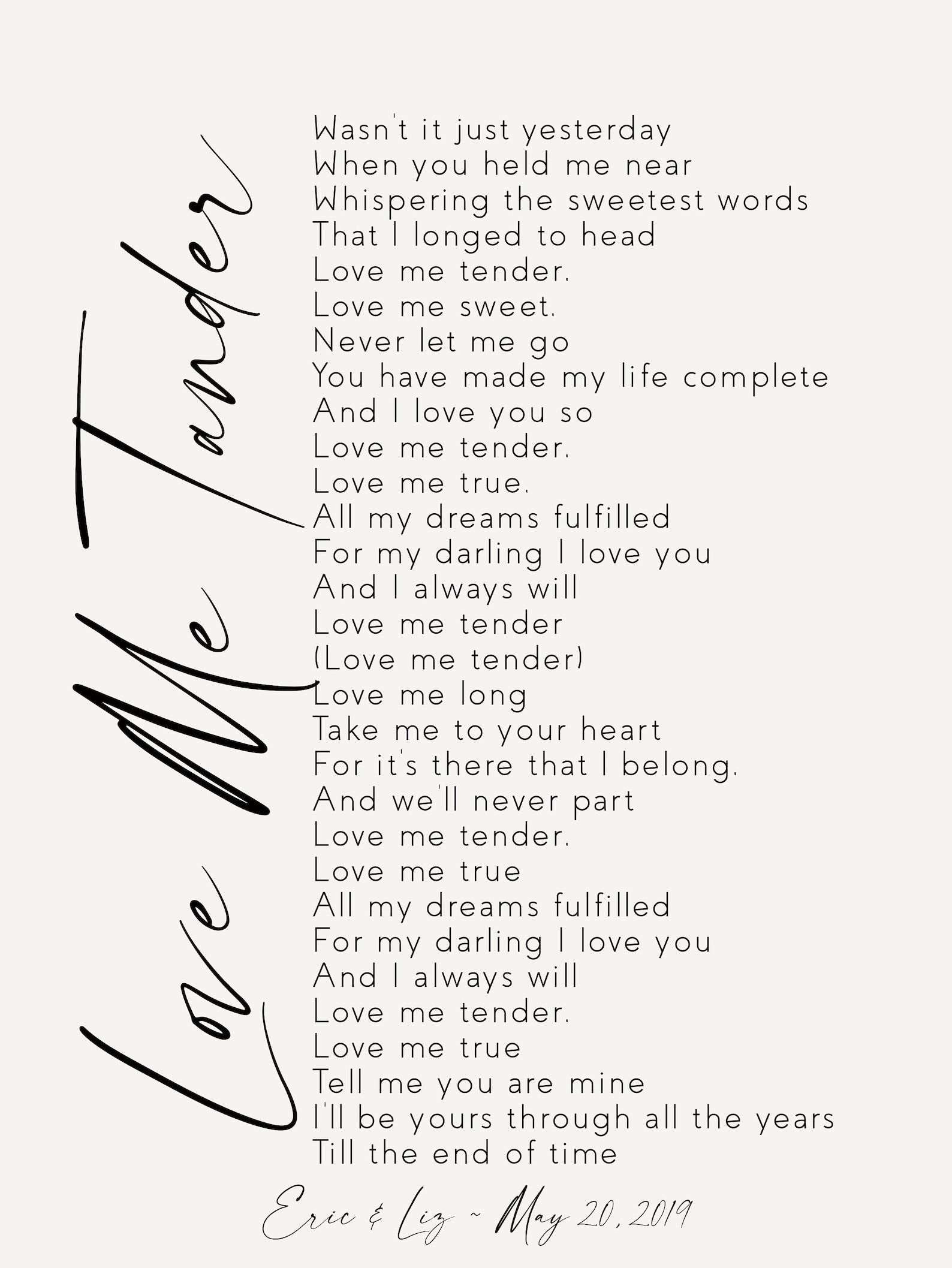 Love Me Tender Song Lyrics on Metal Print on Reclaimed Wood | Etsy