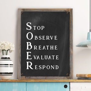 The Word SOBER Acronym Metal Print on Reclaimed Wood Frame-recovery ...