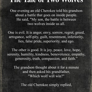 Tale of Two Wolves on Metal Print on Reclaimed Wood Frame-cherokee ...