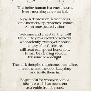 The Guest House Poem on Metal Print-reclaimed Wood Frame-rumi Poetry ...