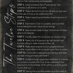 The 12 Steps of AA Metal Print on Reclaimed Wood Frame-recovery Wall ...