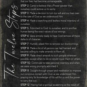 The 12 Steps of NA Metal Print on Reclaimed Wood - Etsy