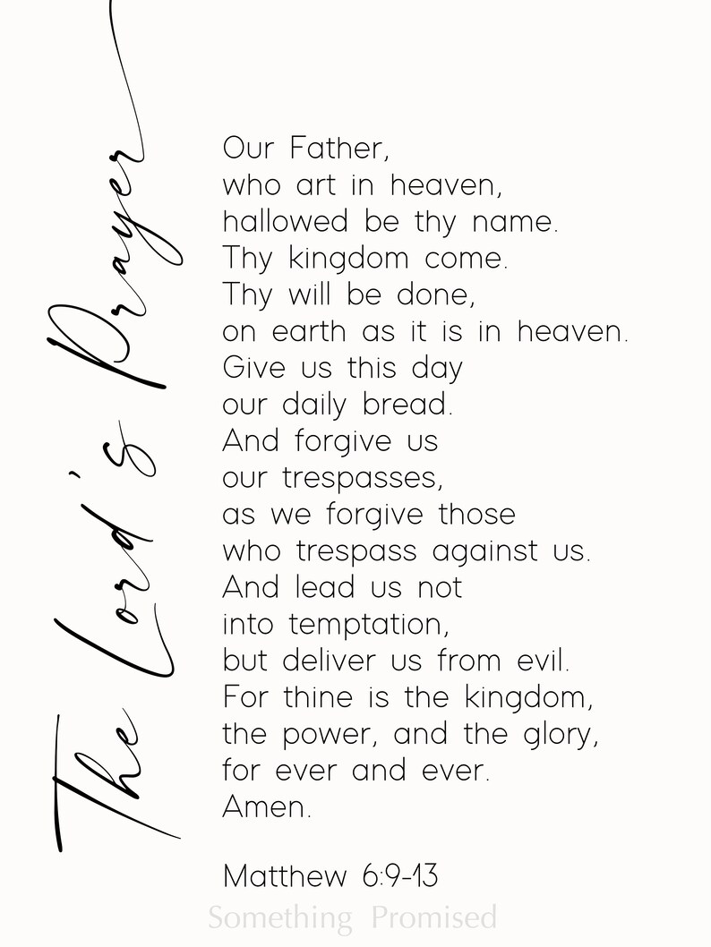 The Lord's Prayer-matthew 6:9-13-our Father Prayer-metal Print on ...