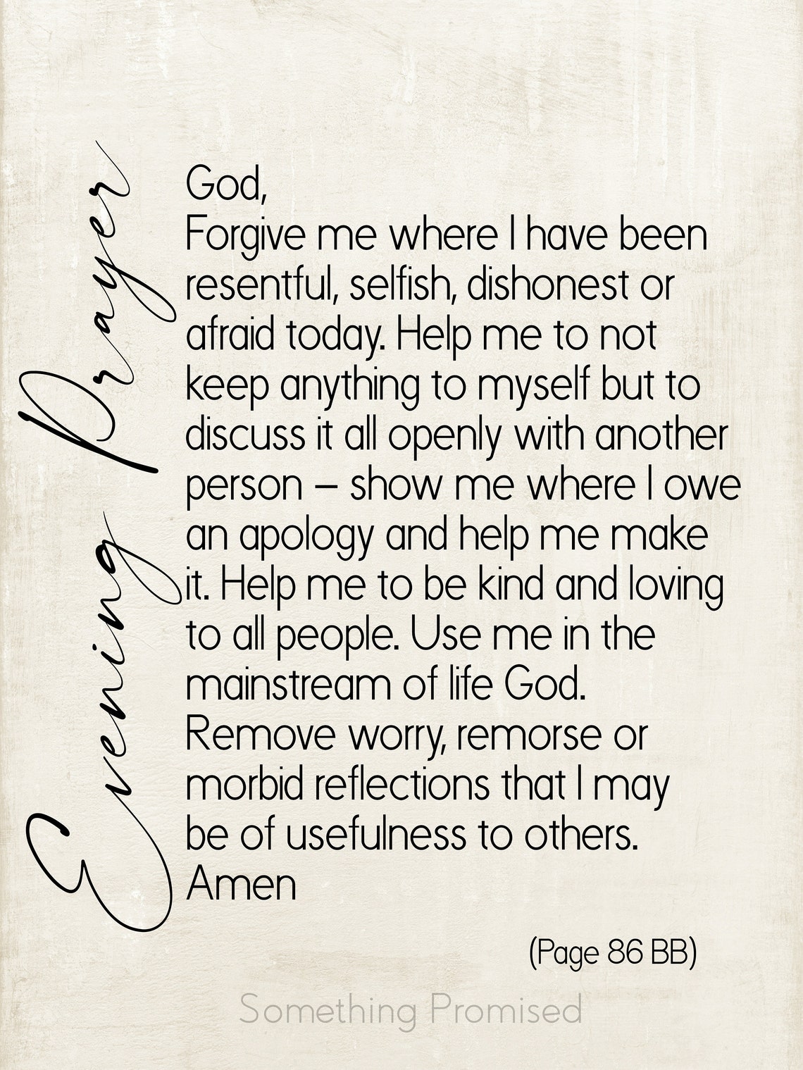 AA Evening Prayer on Metal Print on Reclaimed Wood Frame-recovery Wall ...