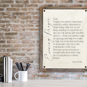 AA Evening Prayer on Metal Print on Reclaimed Wood Frame-recovery Wall ...