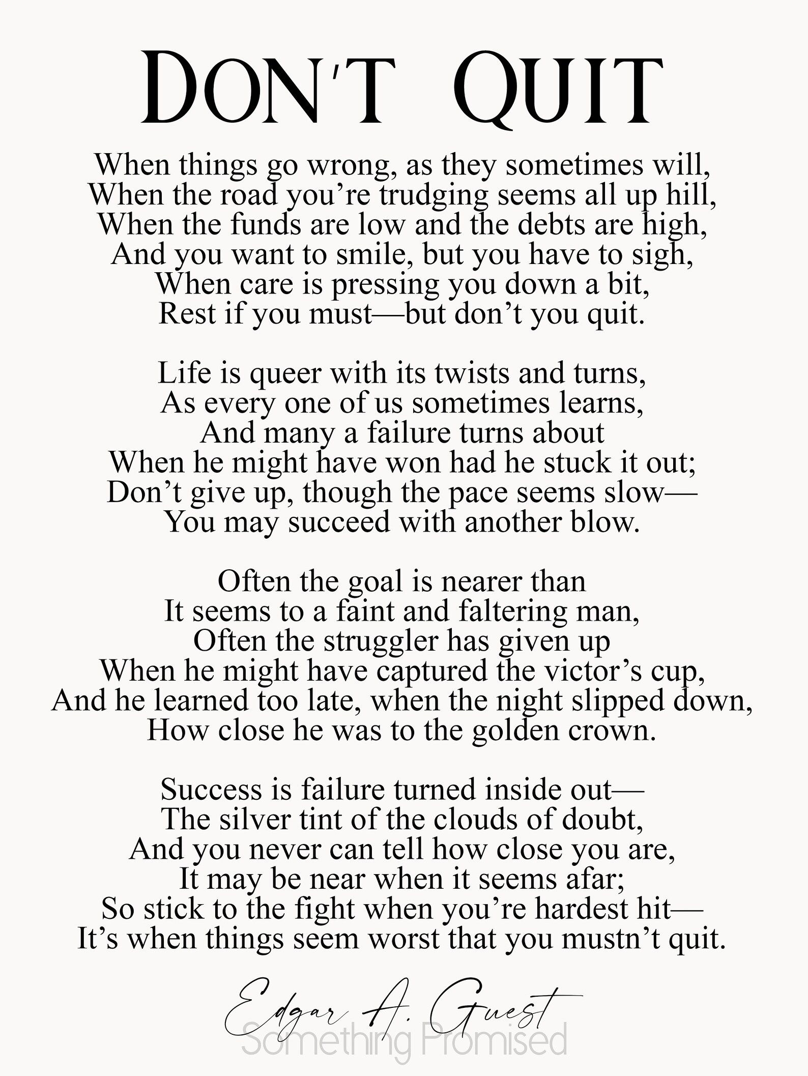Don't Quit Poem on Metal Print-reclaimed Wood Frame-edgar A. Guest Wall ...