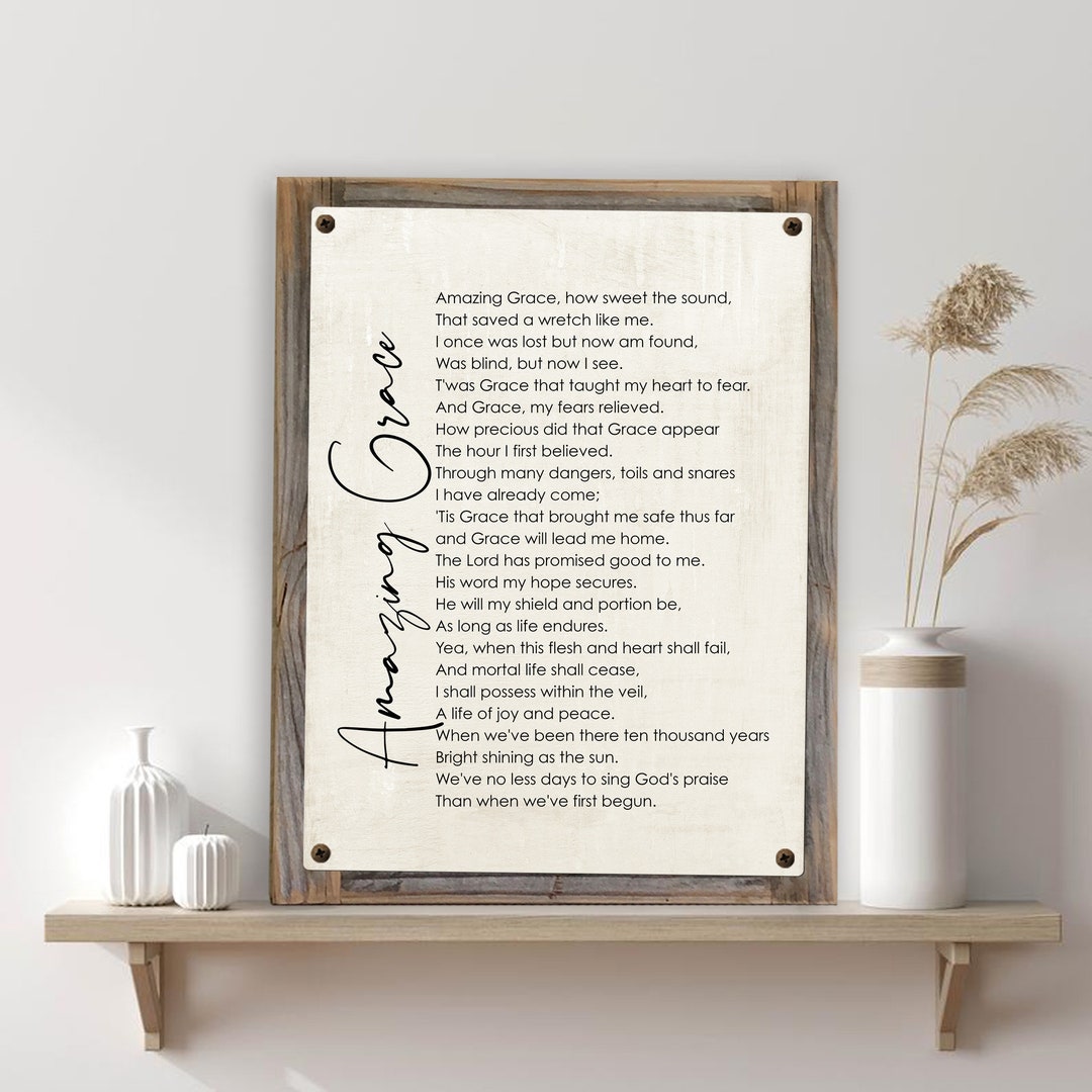 Amazing Grace Metal Print on Reclaimed Wood Frame-amazing Grace Hymn ...