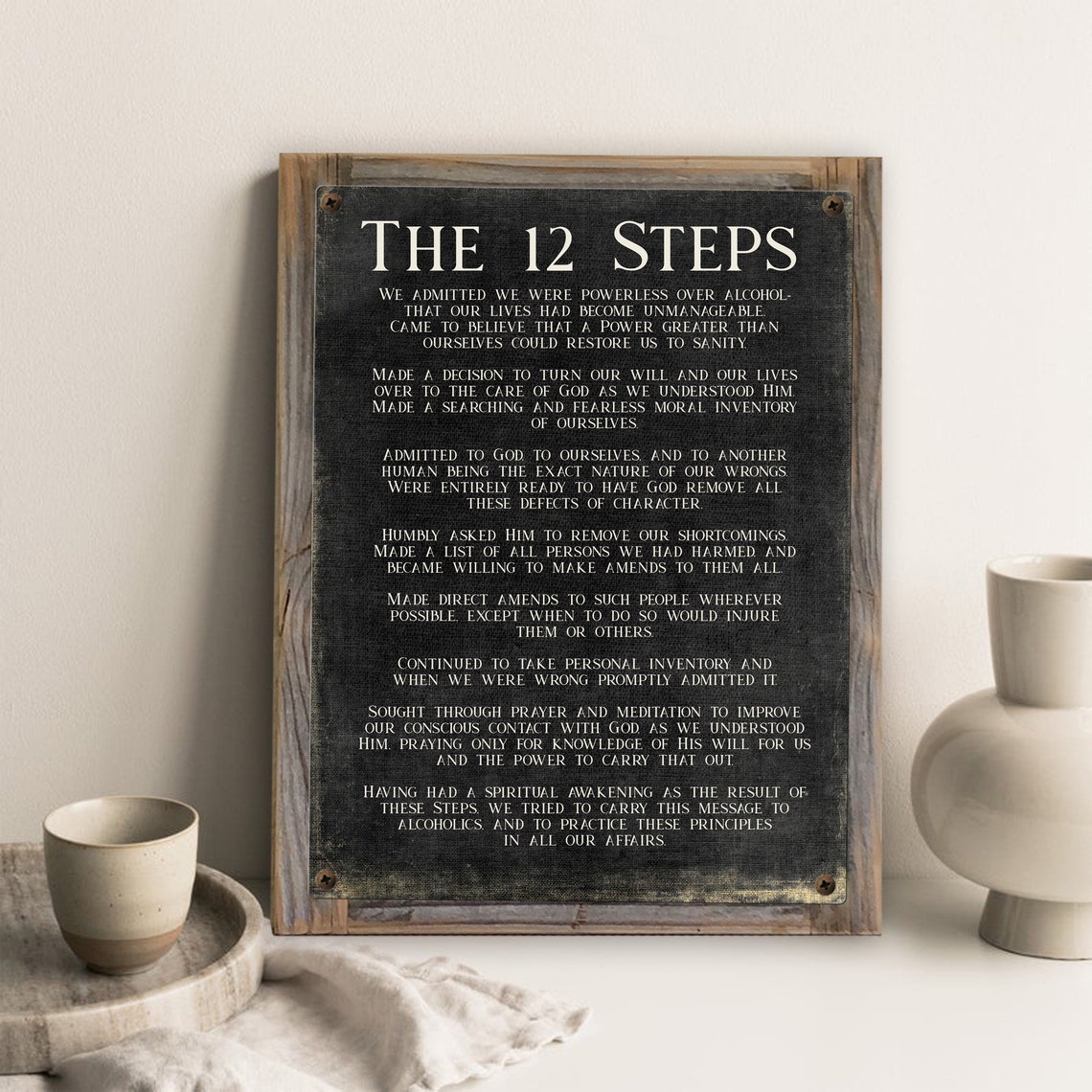 The 12 Steps of Aa-metal Print on Reclaimed Wood - Etsy