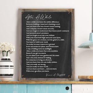 After A While Poem on Metal Print-reclaimed Wood Frame-veronica A ...