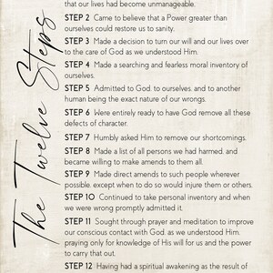 The 12 Steps of AA Metal Print on Reclaimed Wood Frame-recovery Wall ...