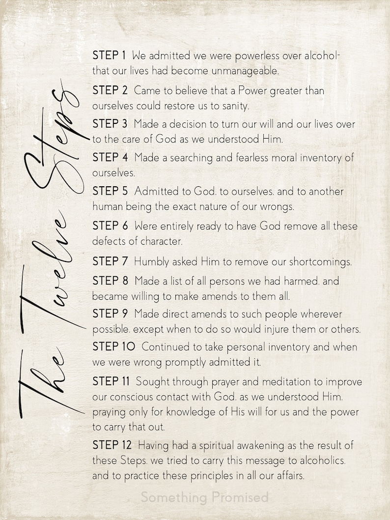 The 12 Steps of AA Metal Print on Reclaimed Wood Frame-recovery Wall ...
