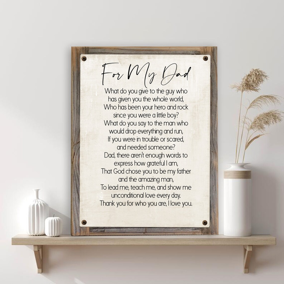 For My Dad Poem Metal Print on Reclaimed Wood Frame-personalized Dad ...