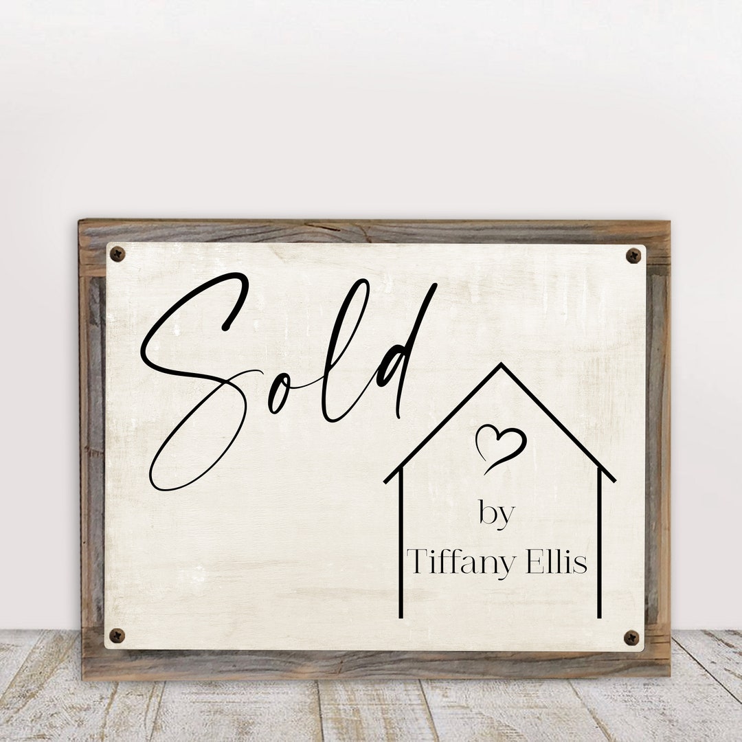 Realtor Sold Sign Metal Print on Reclaimed Wood Frame-personalized Sold ...
