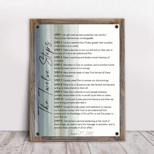 The 12 Steps of AA Metal Print on Reclaimed Wood Frame-recovery Wall ...