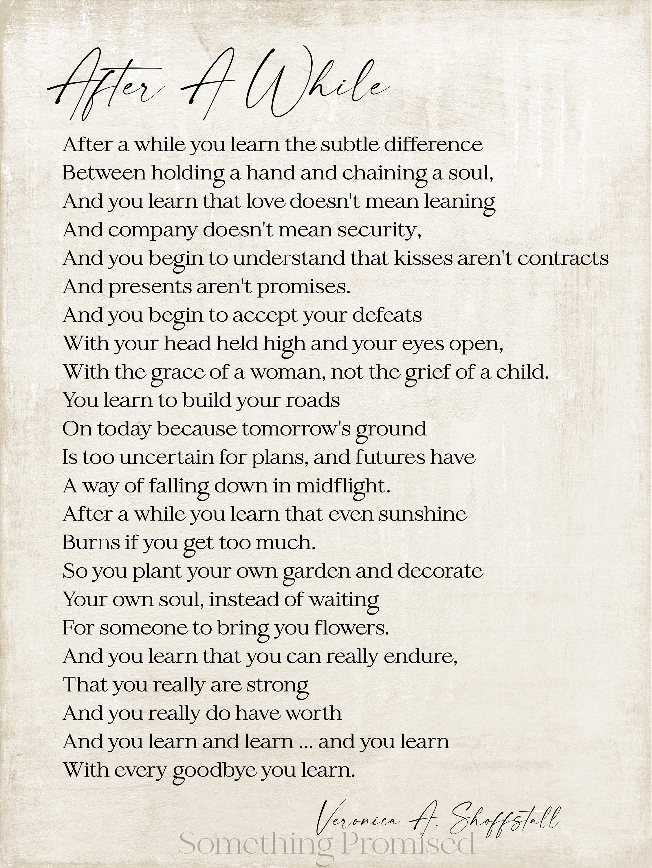 After A While Poem on Metal Print-reclaimed Wood Frame-veronica A ...