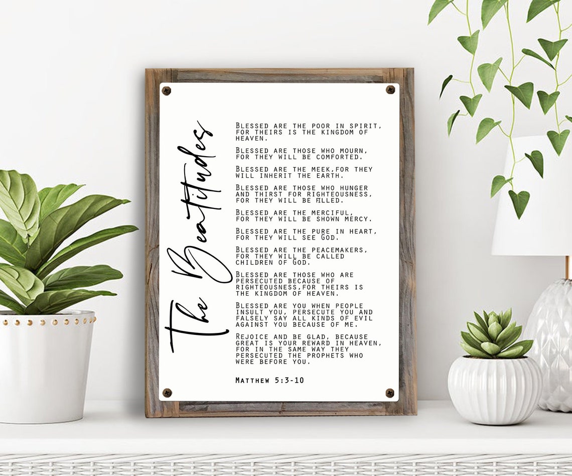 Beatitudes Metal Print on Reclaimed Wood Frame-Matthew 5:3-10 | Etsy