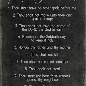 Ten Commandments KJV Metal Print on Reclaimed Wood Frame-exodus 20:1-17 ...